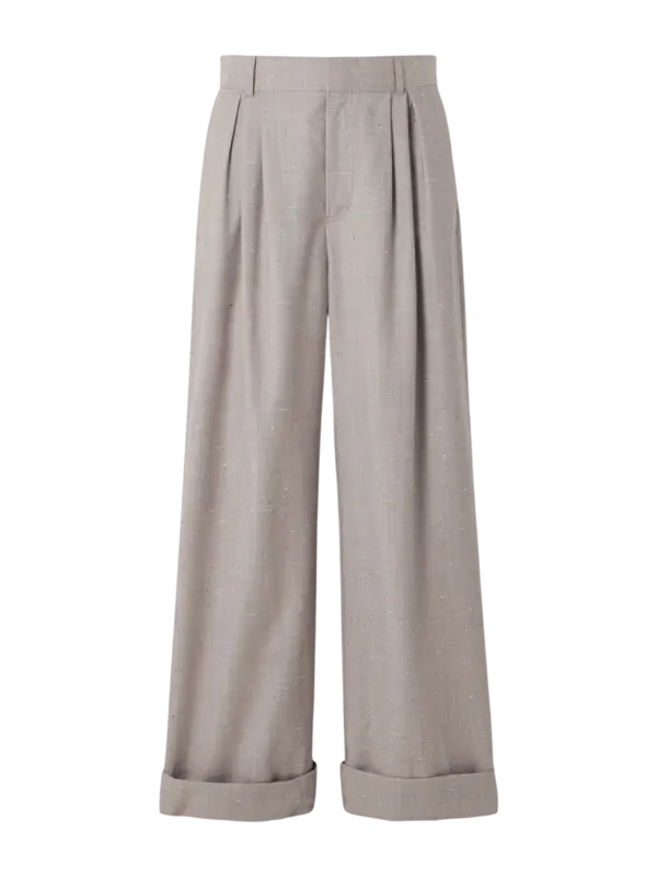 Loulou De Saison Davy Pleated Wide-leg Pants - Gray