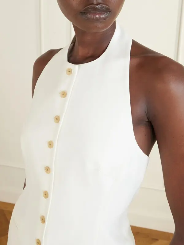 HEIRLOME Lupita Halterneck Wool And Silk-blend Top - White
