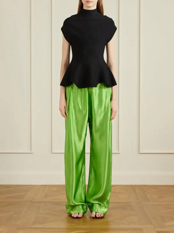 Khaite Rohen Satin Pants - Green