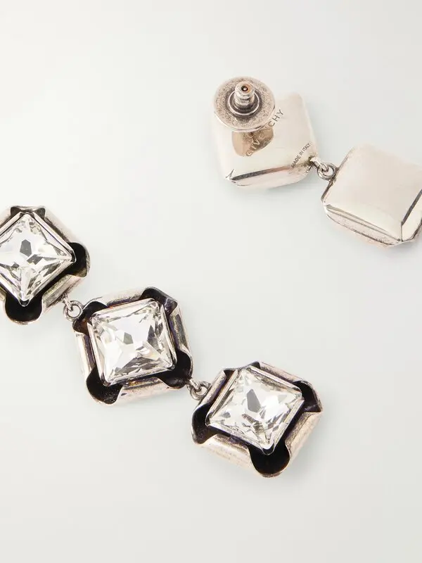 Givenchy Crystal Drop Earrings - Silver