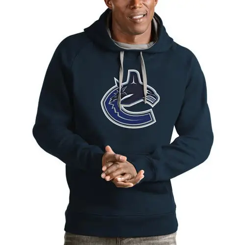 ANTIGUA Vancouver Canucks Logo Victory Pullover Hoodie - Navy