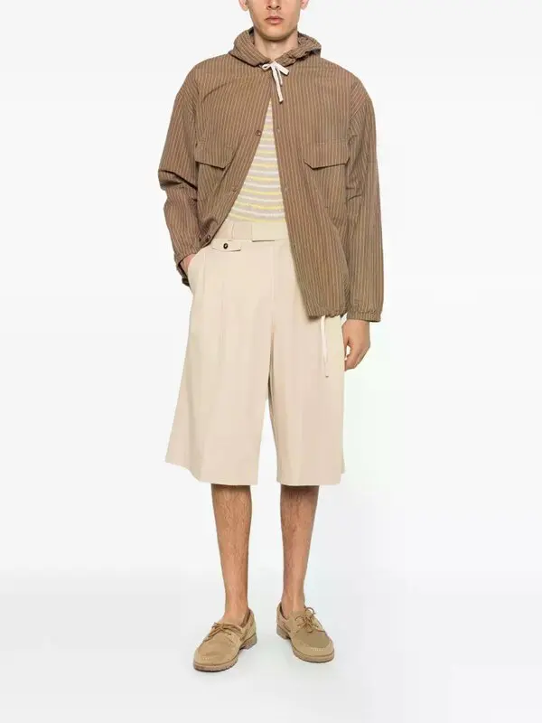 Drole De Monsieur Belt-loops Pleated Shorts - Neutrals