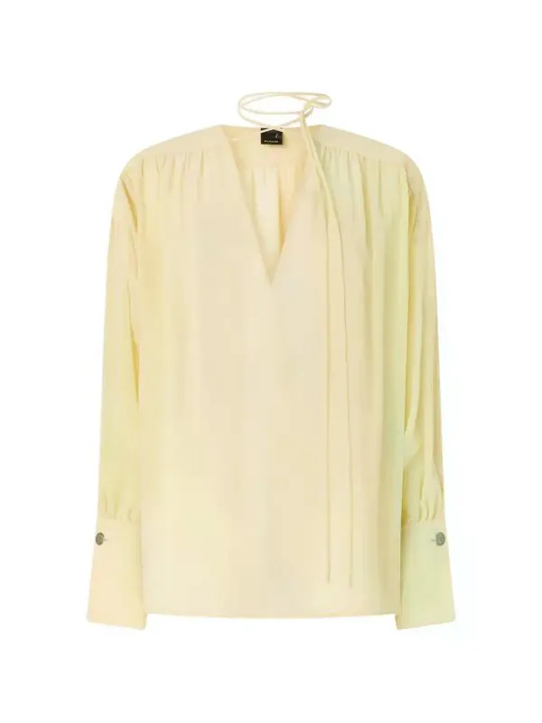 Pinko V-neck Cuffed Blouse - Yellow