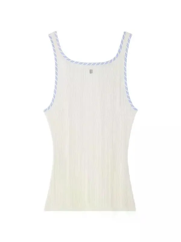 Sandro Ribbed Knit Tank Top With Striped Trim
