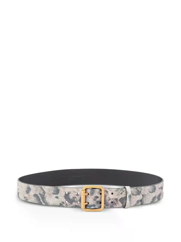 Pinko Embossed Leather Buckle Belt - Neutrals