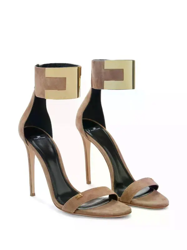 Elisabetta Franchi Ankle-strap Jewel Logo Sandals - Neutrals