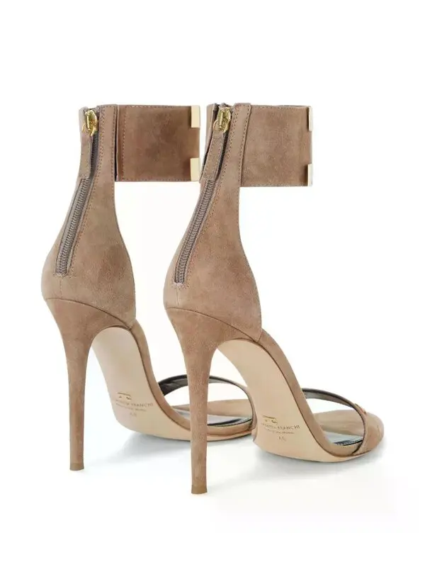 Elisabetta Franchi Ankle-strap Jewel Logo Sandals - Neutrals