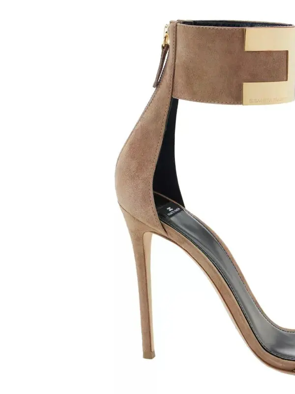 Elisabetta Franchi Ankle-strap Jewel Logo Sandals - Neutrals