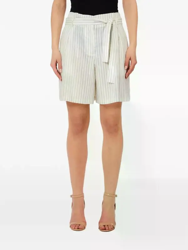 Liu Jo Striped Tie Belt Shorts - White