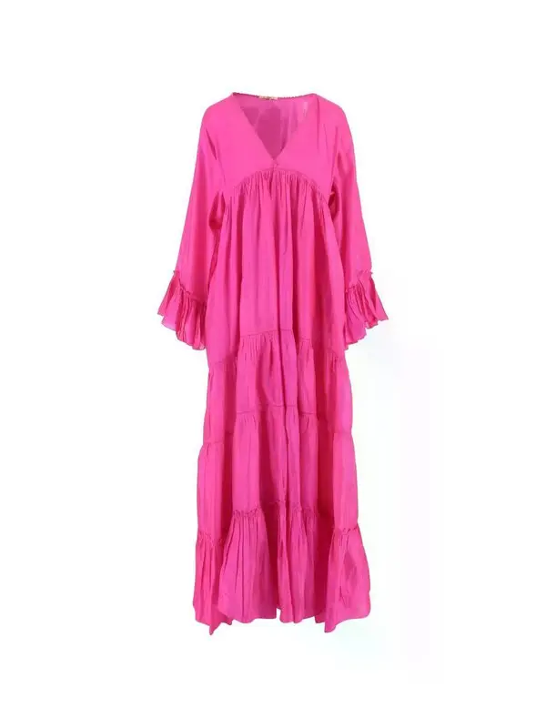 Pero Ruffled V-neck Silk Dress - Pink