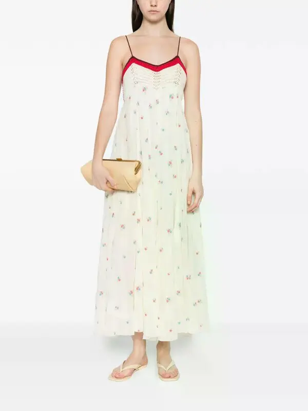 FORTE_FORTE Crochet-knit Floral-embroidered Maxi Dress - Neutrals