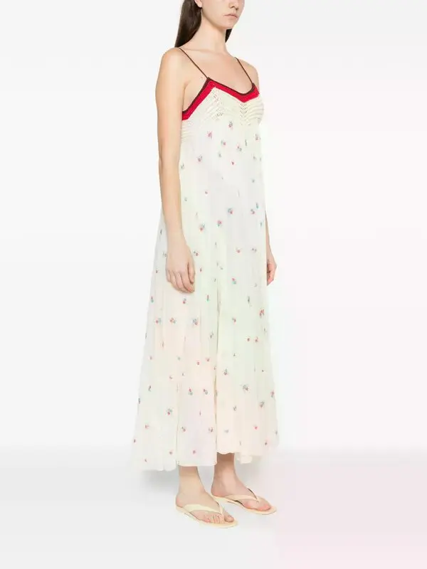FORTE_FORTE Crochet-knit Floral-embroidered Maxi Dress - Neutrals