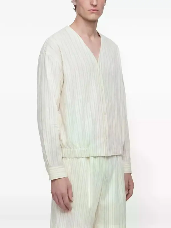 HED MAYNER Pinstriped V-neck Shirt