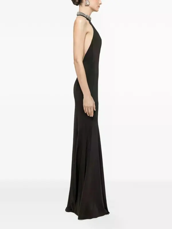 NISSA Backless Maxi Dress - Black