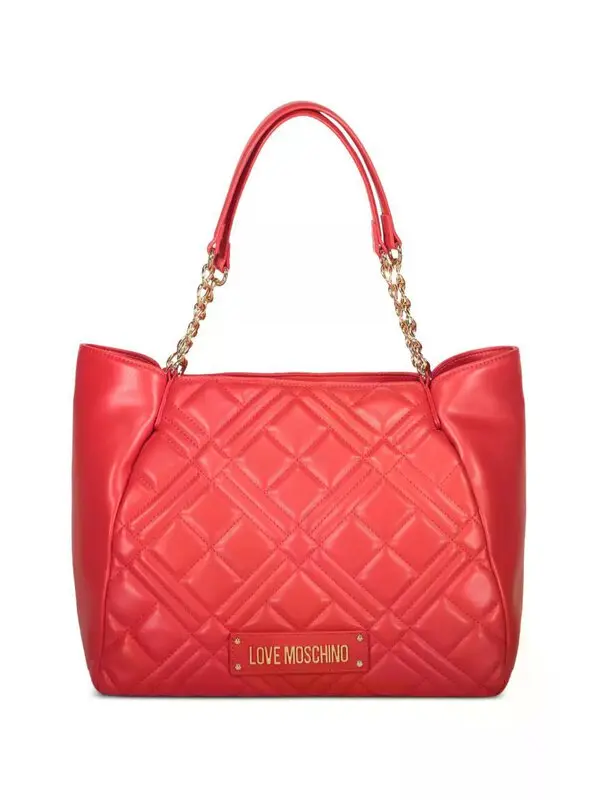Moschino Quilted Chain Tote Bag - Red