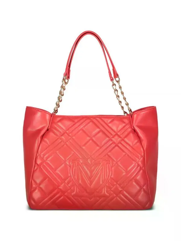 Moschino Quilted Chain Tote Bag - Red