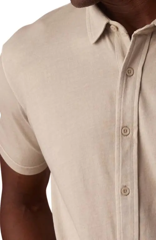 THE NORMAL BRAND Normal Short Sleeve Cotton Jersey Button-up Shirt - Pumice