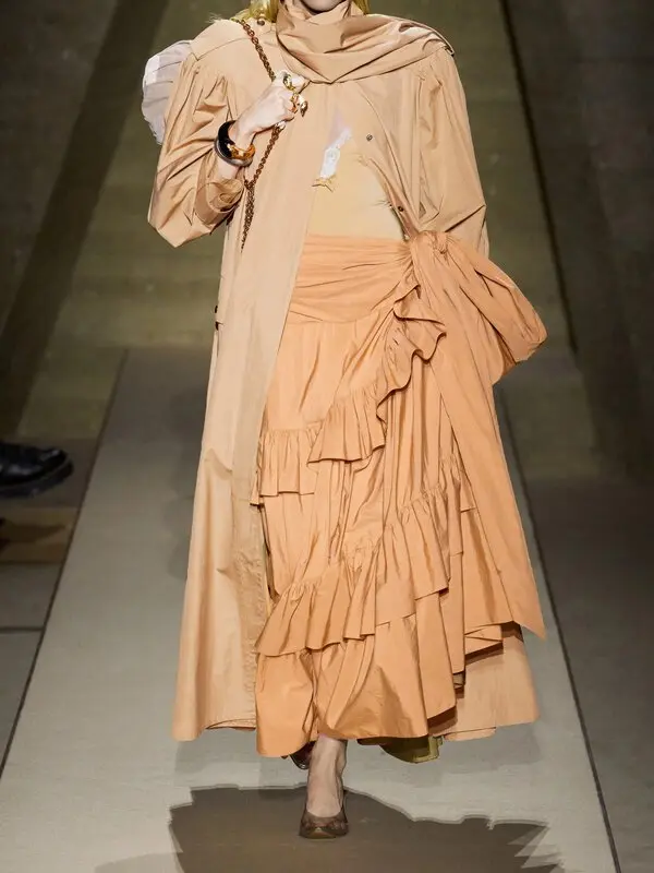 Chloé Bow Detailed Ruffled Midi Skirt - Neutrals