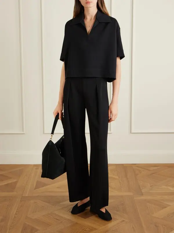 HIGH SPORT Evie Pleated Knitted Wide-leg Pants