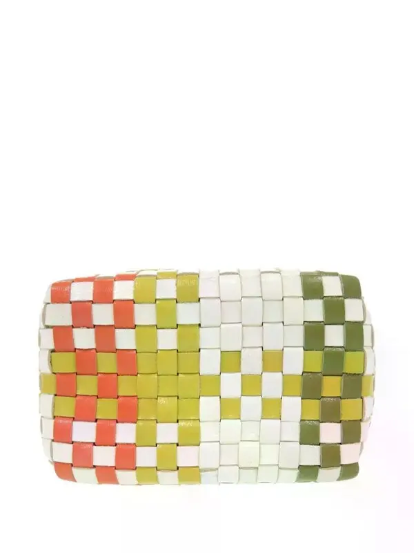 FERRAGAMO Woven Leather Double Gancini Shoulder Bag