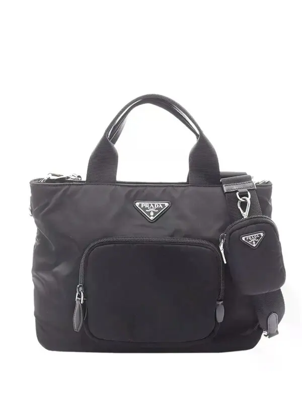 Prada 2013-2025 Tessuto Logo Satchel - Black
