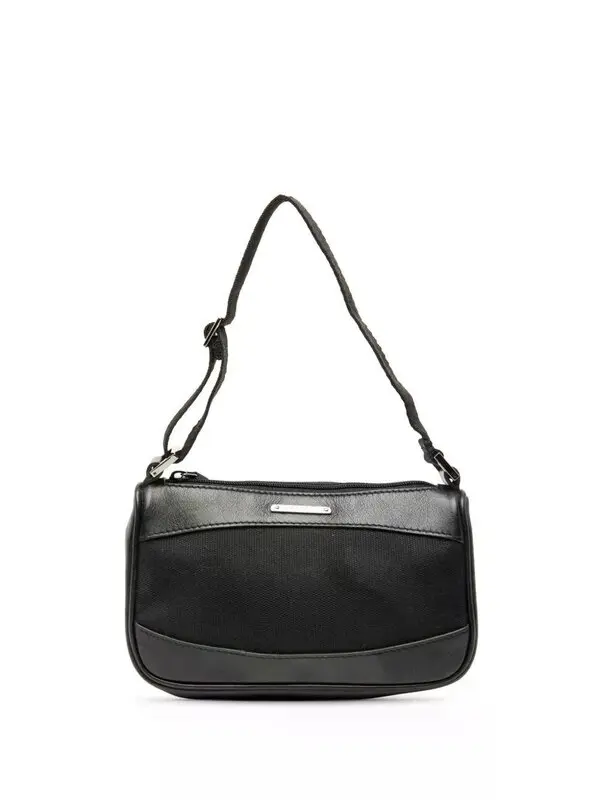 Gucci Leather Trimmed Canvas Shoulder Bag