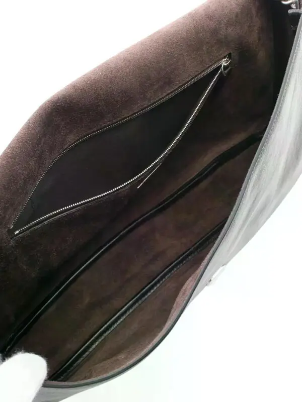 Fendi 2000-2010 Large Leather Baguette Shoulder Bag - Black