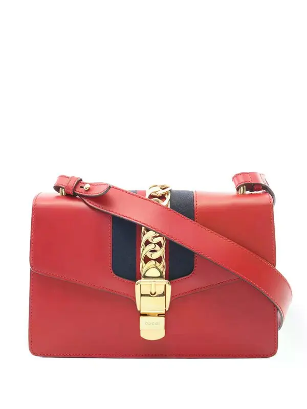 Gucci Leather Sylvie Web Satchel - Red