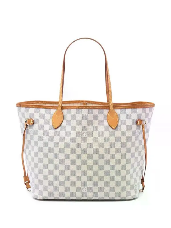 LOUIS VUITTON 2014 Damier Azur Neverfull Mm Tote Bag - White