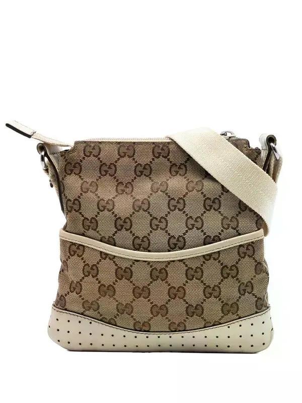 Gucci Gg Canvas Perforated Crossbody Bag - White