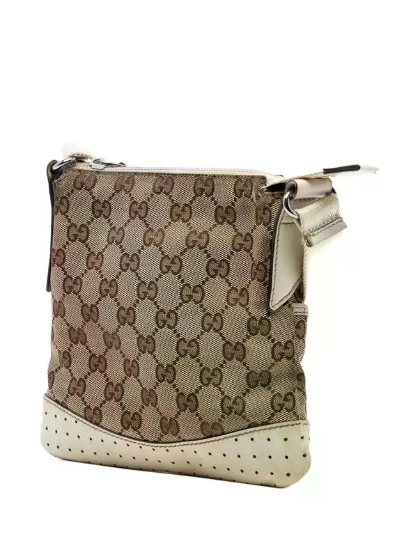 Gucci Gg Canvas Perforated Crossbody Bag - White