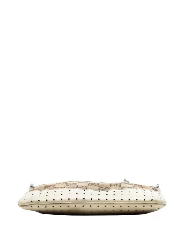 Gucci Gg Canvas Perforated Crossbody Bag - White