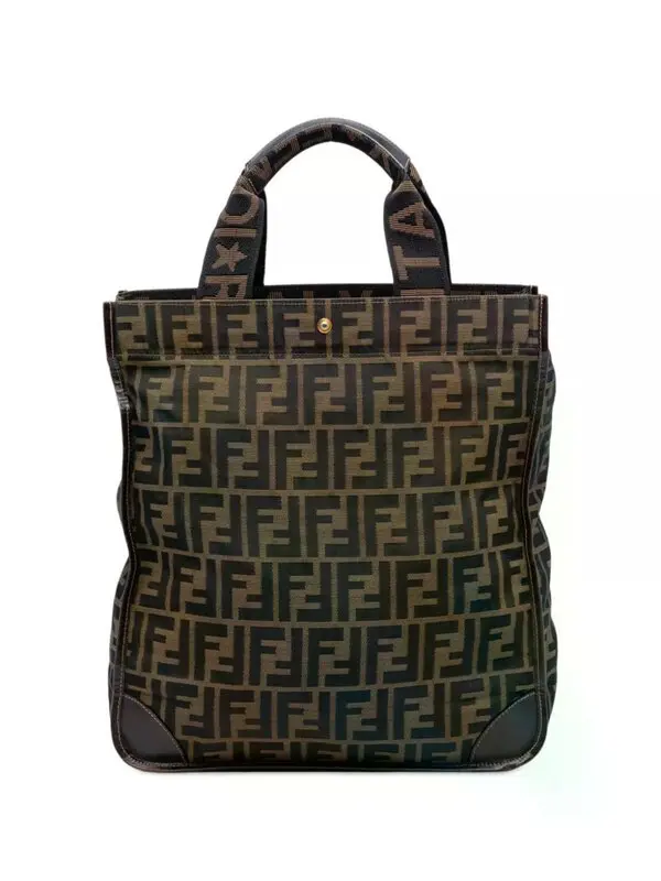 Fendi 2000-2010 Zucca Canvas Shopping Tote Bag - Brown