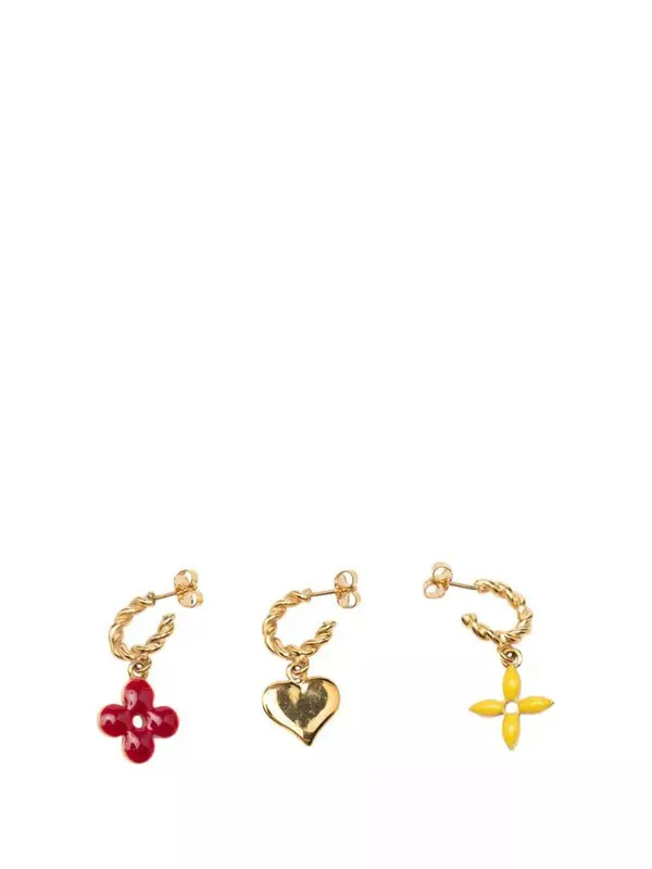 LOUIS VUITTON Plated Enamel Monogram Earrings - Gold