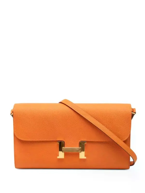 Hermès 2022 Epsom Constance Long To Go Wallet Crossbody Bag - Orange