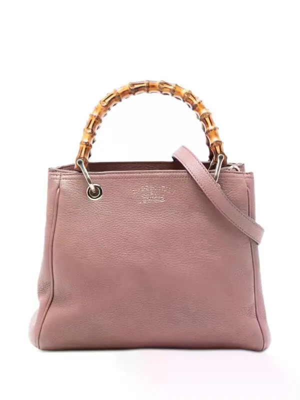 Gucci Small Calfskin Bamboo Shopper Satchel - Pink