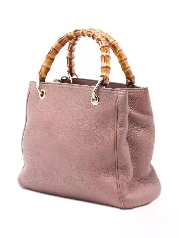 Gucci Small Calfskin Bamboo Shopper Satchel - Pink