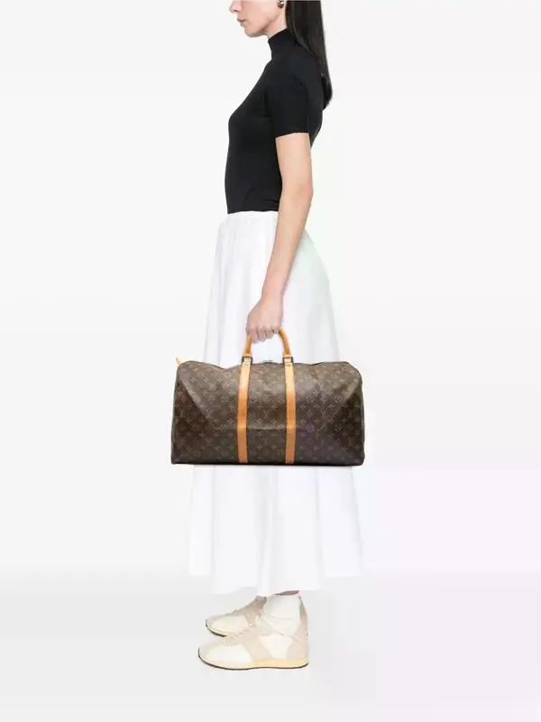 LOUIS VUITTON 1995 Monogram Keepall 55 Travel Bag - Brown