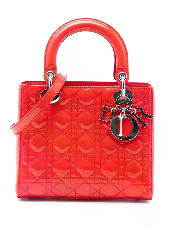 Dior 2012 Medium Patent Cannage Lady Satchel - Orange