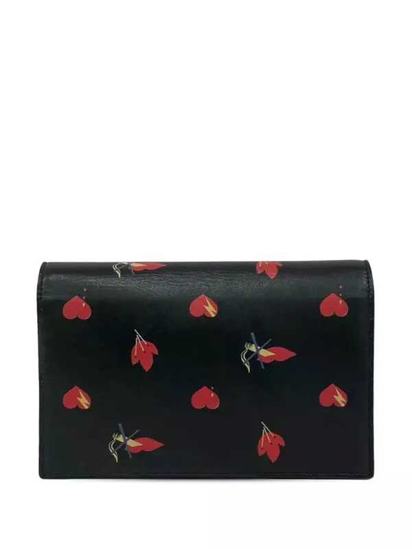 Saint Laurent Calfskin Heart And Smoking Lips Monogram Kate Tassel Wallet-on-chain - Black