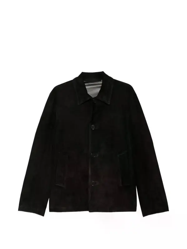 SALVATORE SANTORO Suede Buttoned Shirt - Black