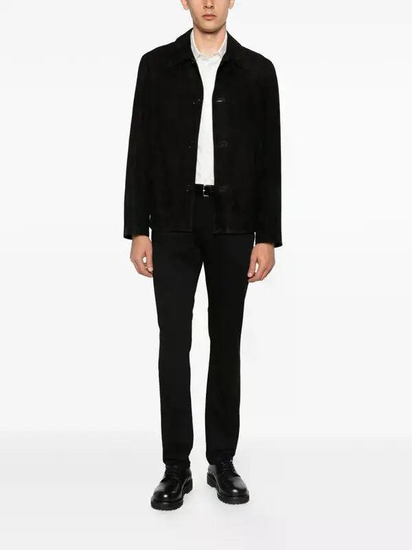 SALVATORE SANTORO Suede Buttoned Shirt - Black