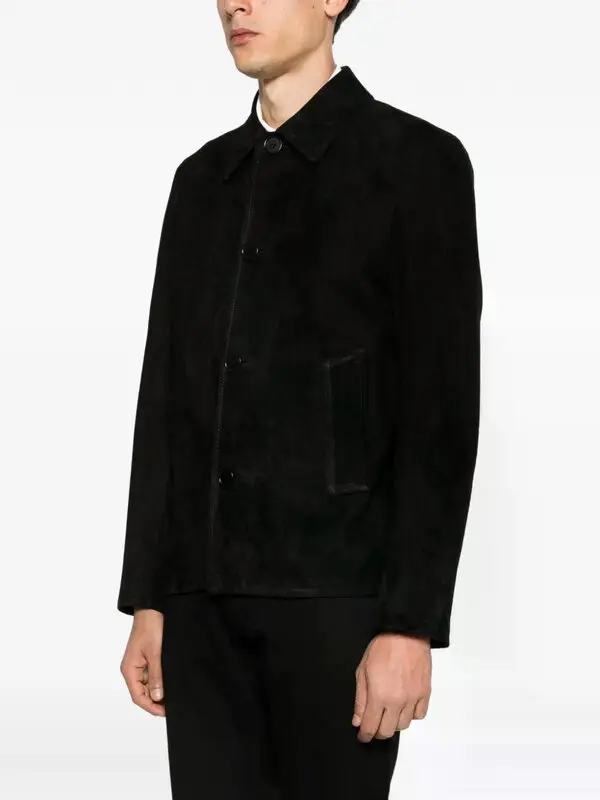 SALVATORE SANTORO Suede Buttoned Shirt - Black