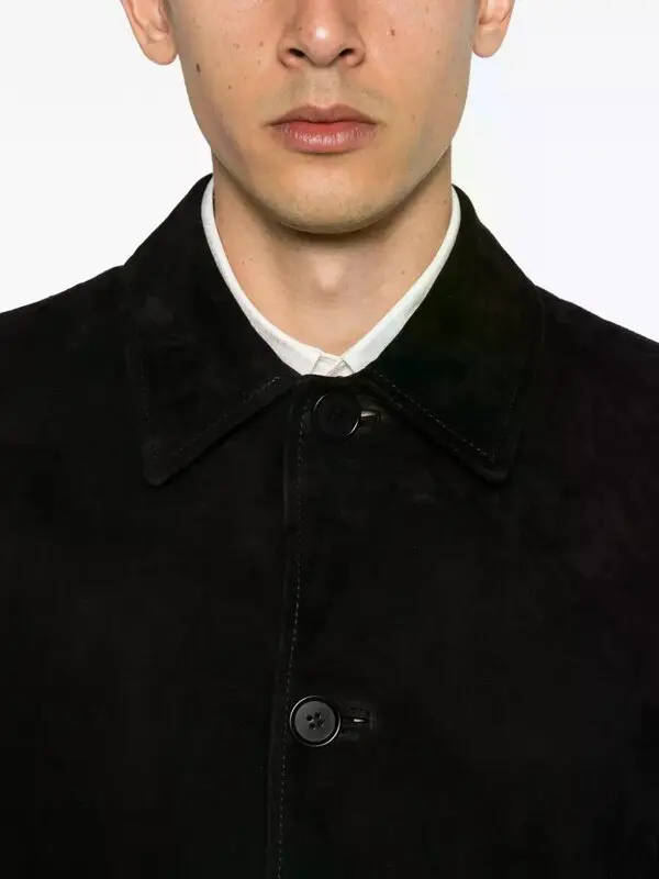 SALVATORE SANTORO Suede Buttoned Shirt - Black