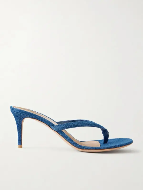 GIANVITO ROSSI Calypso 70 Denim Sandals - Blue