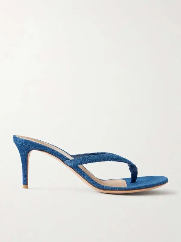 GIANVITO ROSSI Calypso 70 Denim Sandals - Mid Denim