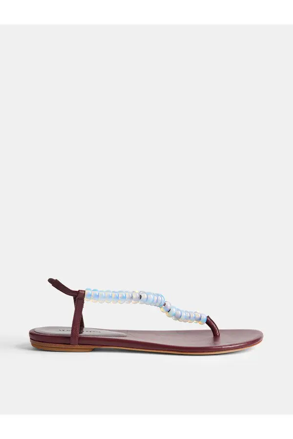 Le Monde Beryl Beaded Thong Sandal - Burgundy