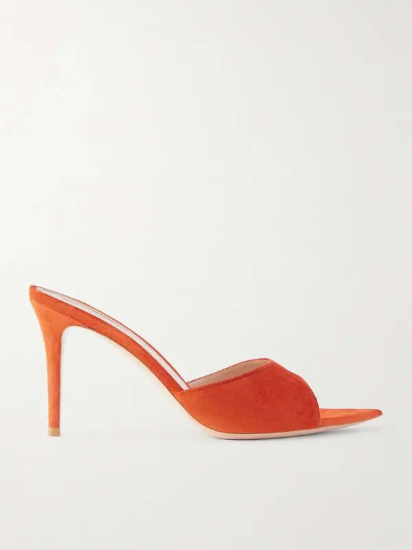GIANVITO ROSSI Elle 85 Suede Sandals - Brick