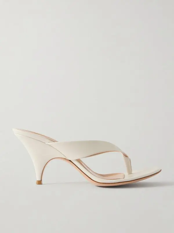 GIANVITO ROSSI Sofia 70 Leather Thong Sandals - White