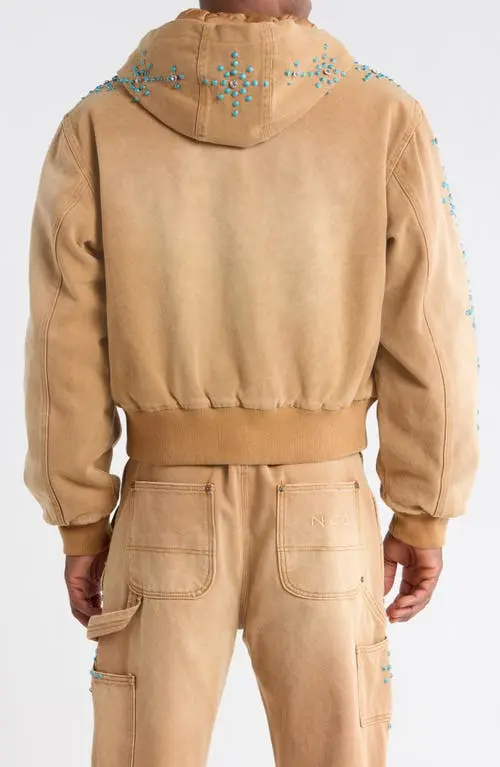 NOTHING GROWS OVERNIGHT Cotton Canvas Hooded Jacket